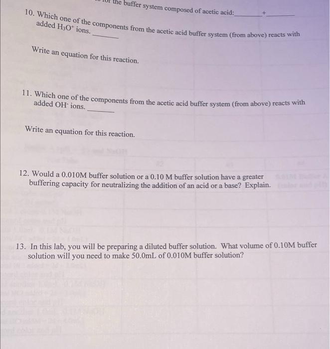 Solved 10. Which one of the components from the acetic acid | Chegg.com