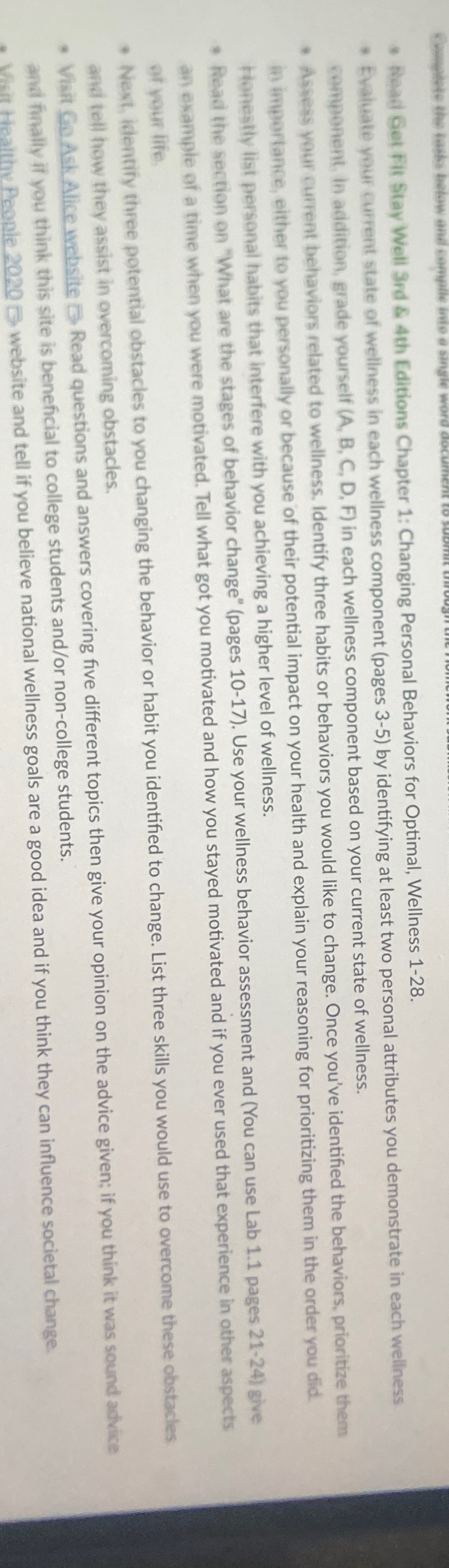 Solved Aoad Get Fit Stay Well Srd & 4th Editions Chapter 1: | Chegg.com