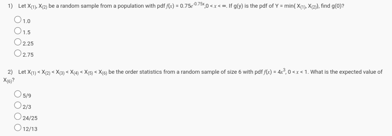 Solved Let x(1),x(2) ﻿be a random sample from a population | Chegg.com