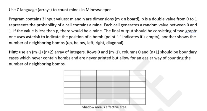 Solved Use C language (arrays) to count mines in Minesweeper | Chegg.com