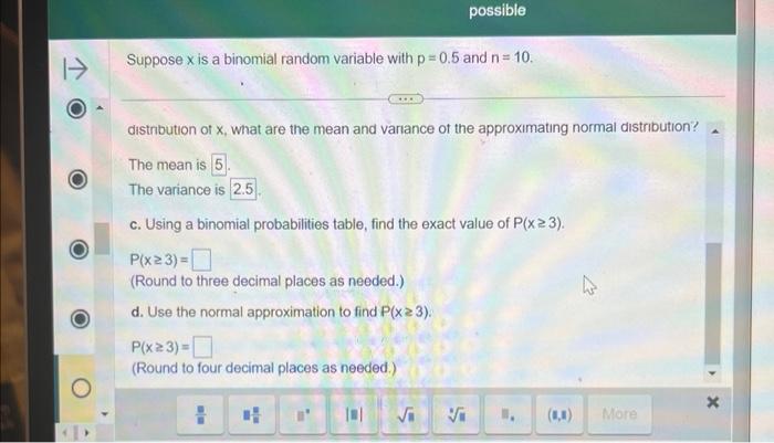Solved Suppose x is a binomial random variable with p=0.5 | Chegg.com