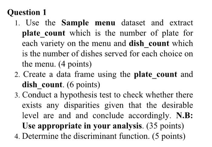 plate_count which is the number of plate for each | Chegg.com