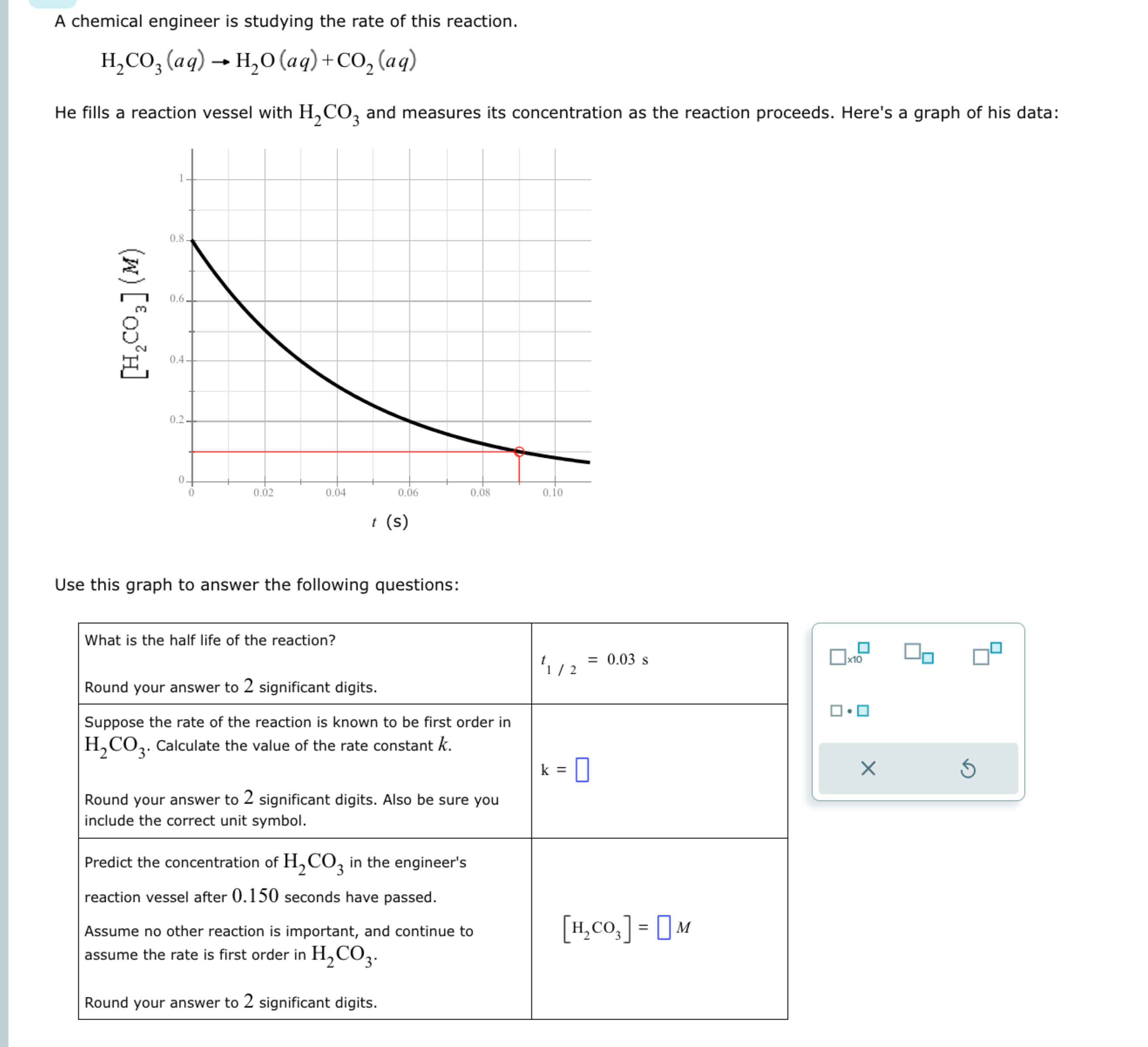 Solved The rate of this reaction.H2CO3(aq)→H2O(aq)+CO2(aq)He | Chegg.com