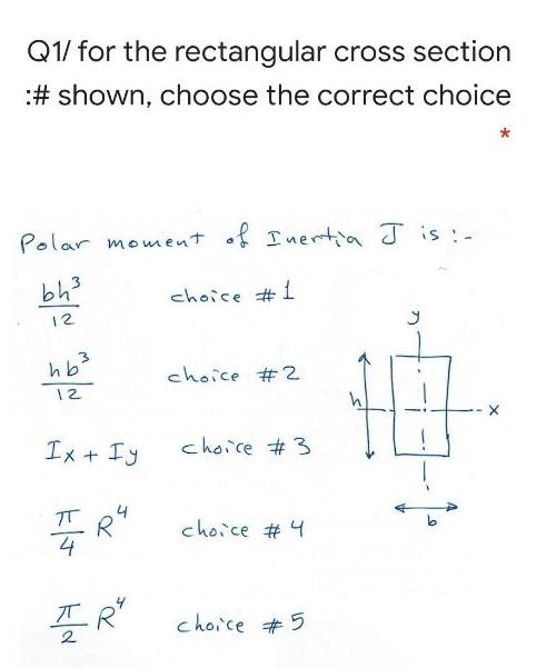 Solved Q1/ for the rectangular cross section :# shown, | Chegg.com