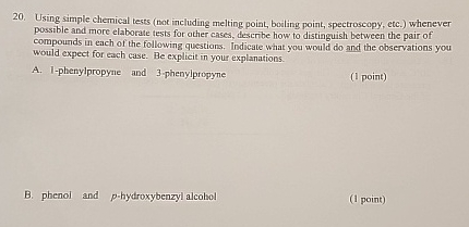 Solved Using simple chemical tests (not including melting | Chegg.com