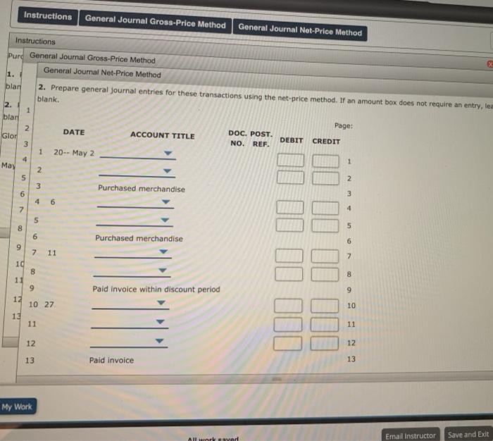 Solved Instructions General Journal Gross-Price Method | Chegg.com