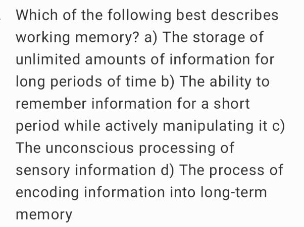 Solved Psychology: Which of the following best describes | Chegg.com