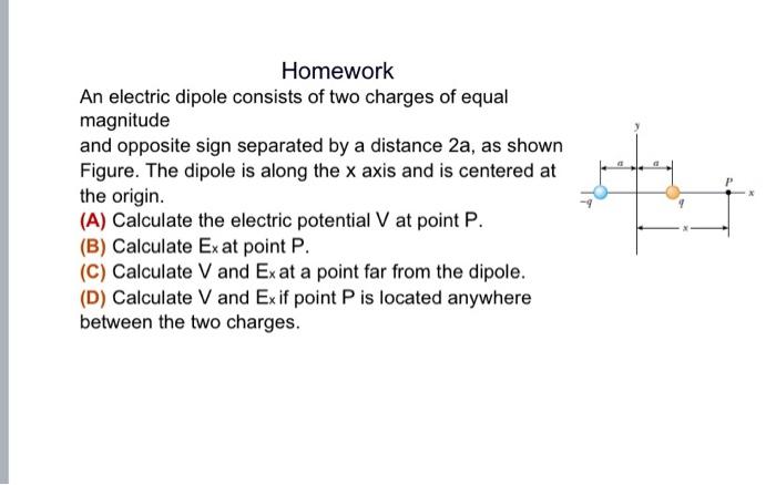 Solved Homework An electric dipole consists of two charges | Chegg.com