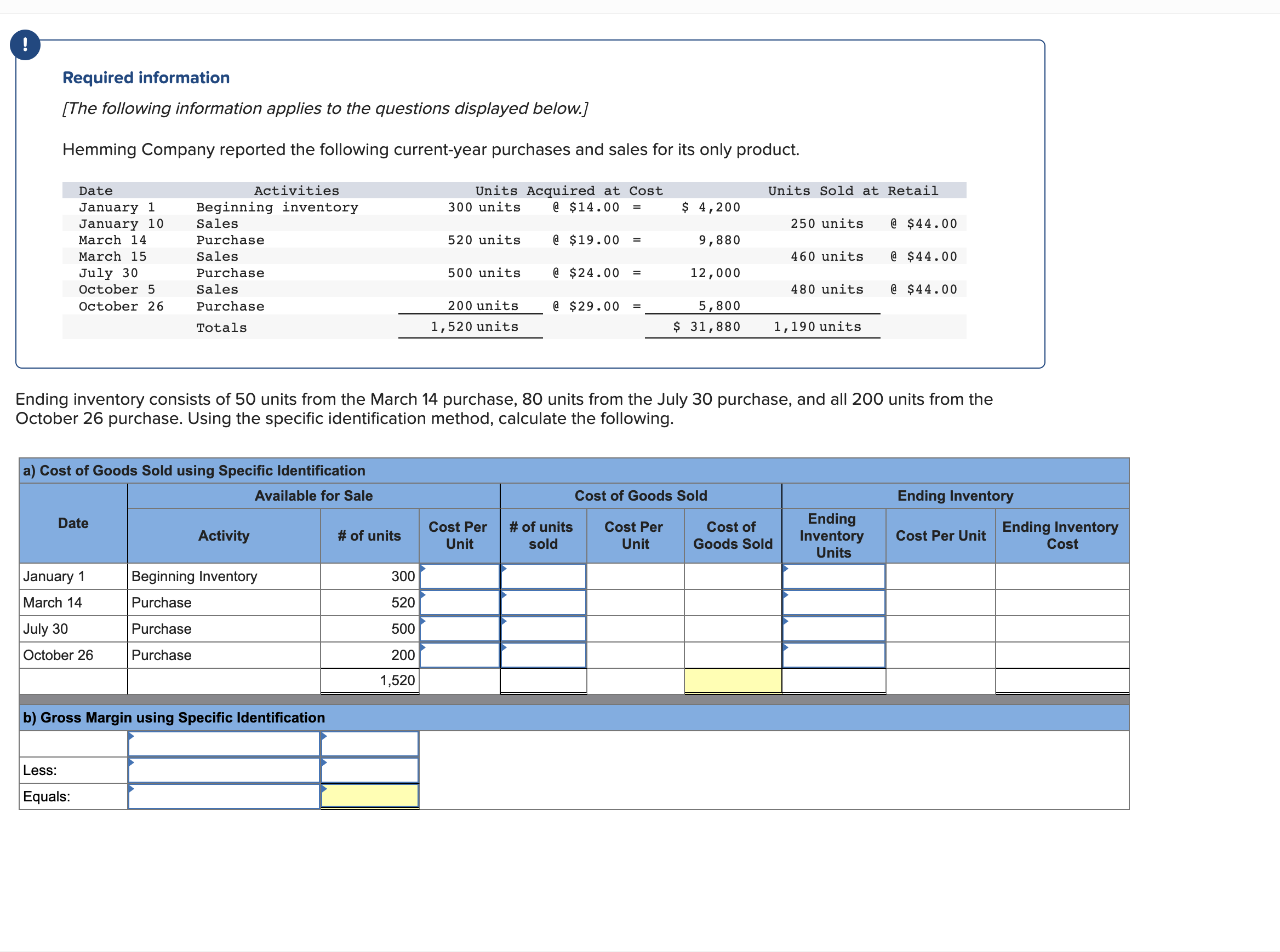 Solved Ending inventory consists of 50 ﻿units from the March | Chegg.com