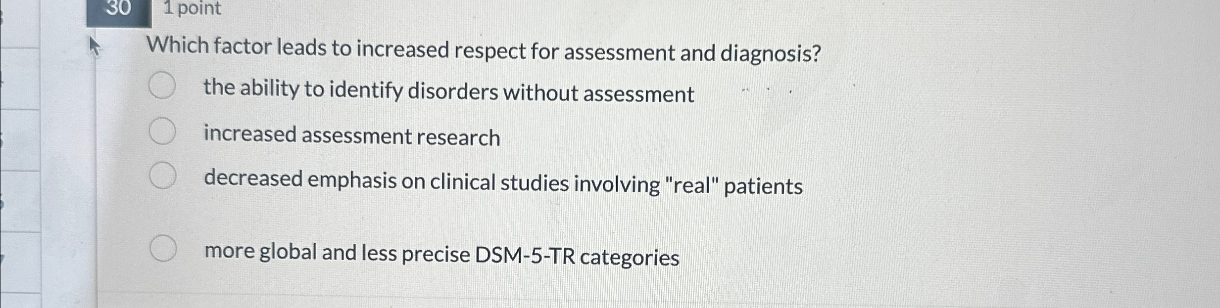 Solved 1 ﻿pointWhich factor leads to increased respect for | Chegg.com