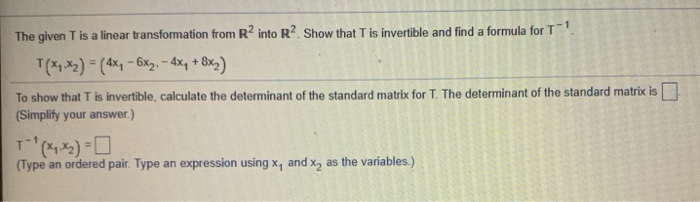 Solved The given Tis a linear transformation from R2 into R? | Chegg.com
