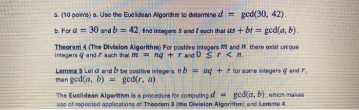 Solved 5. (10 points) a. Use the Euclidean Algorithm to | Chegg.com
