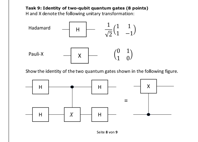 Solved Task 9: Identity of two-qubit quantum gates ( 8 | Chegg.com