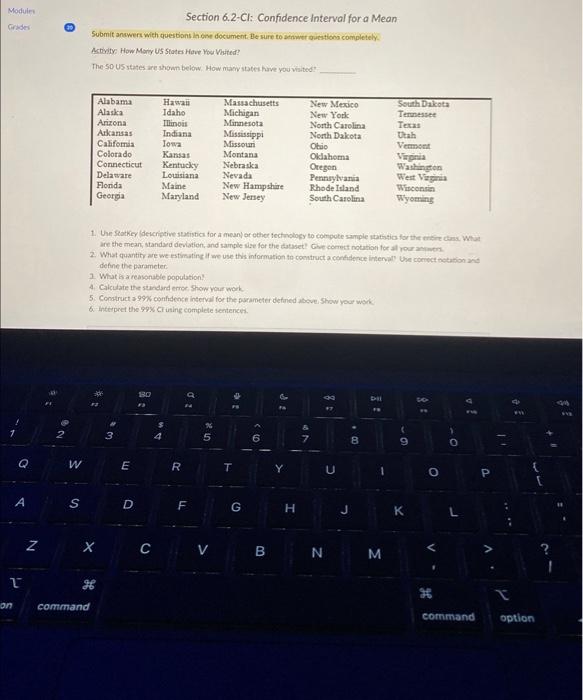 Solved Section 6.2- Cl : Confidence Interval for a Mean | Chegg.com