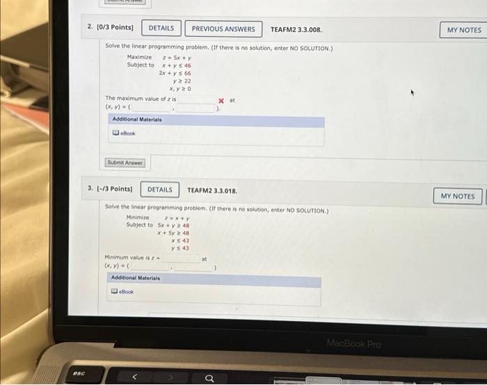 Solved Solve the linear programming problem, (If there is no | Chegg.com