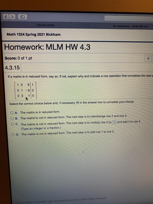 Solved Course Home Do Homework - MLM HW 4.3 Math 1324 Spring | Chegg.com