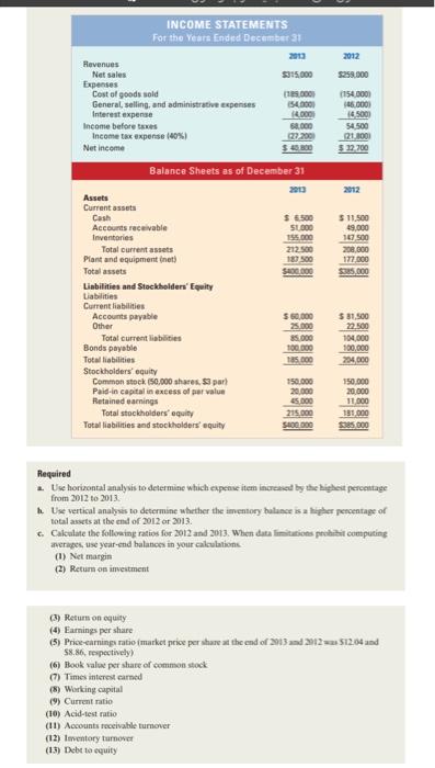Solved Required 2. Use horizontal analywis to determine | Chegg.com