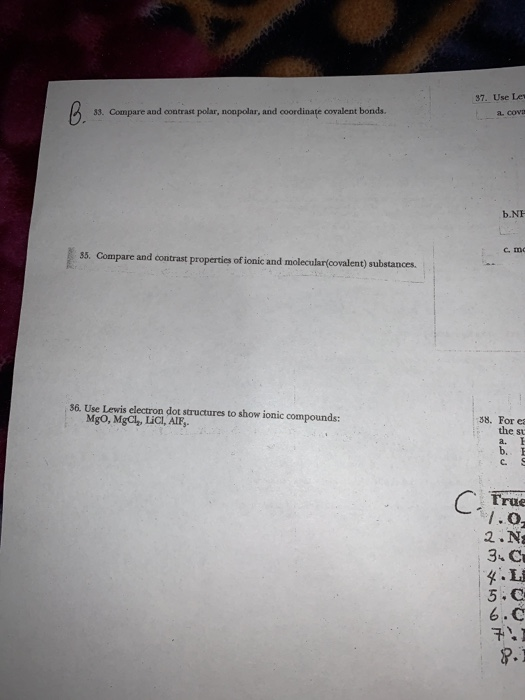 Solved 37. Use Le a cova 1 8 3. Compare and contrast polar, | Chegg.com