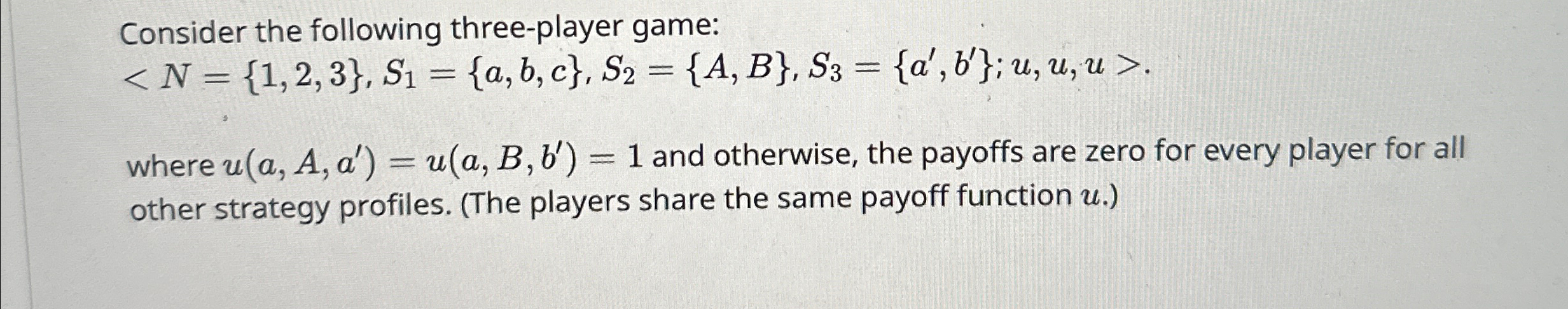 Consider the following three-player game:. ﻿where | Chegg.com