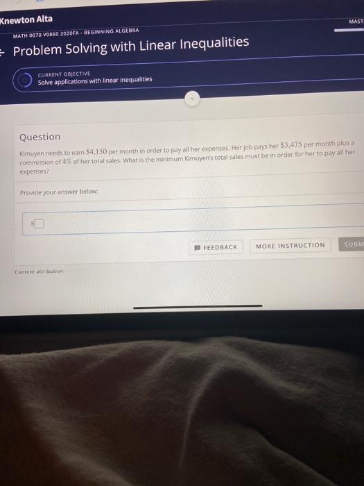 Solved Knewton Alta MAST MATH 0070 VOB60 2020FA-BEGINNING | Chegg.com