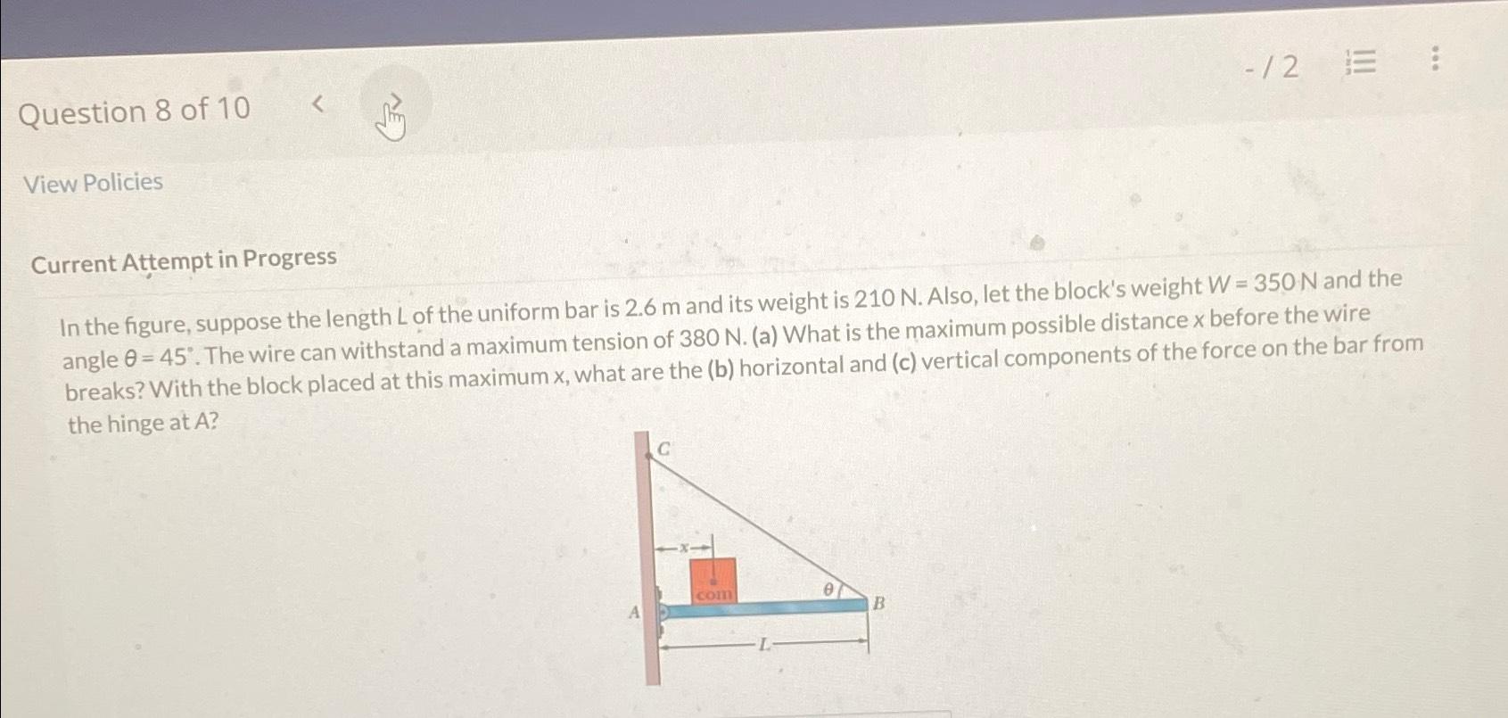 Solved Question 8 ﻿of 10-12View PoliciesCurrent Attempt in | Chegg.com