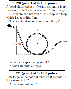 Solved 020 (part 1 ﻿of 2) 10.0 ﻿pointsA bead slides without | Chegg.com