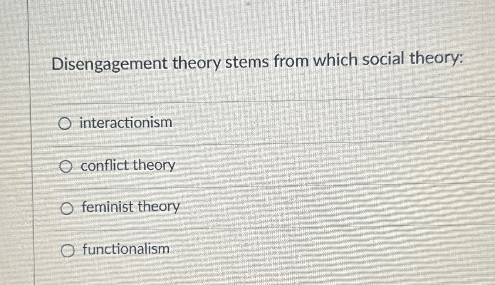 Solved Disengagement theory stems from which social | Chegg.com Solved Disengagement theory stems from which social | Chegg.com