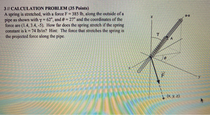 Solved &a 3 // CALCULATION PROBLEM (35 Points) A spring is | Chegg.com
