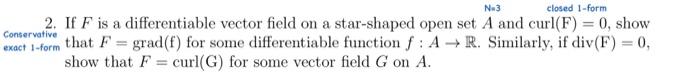 Solved 2. If F is a differentiable vector field on a | Chegg.com