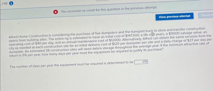 Solved Alfred Home Construction is considering the purchase | Chegg.com