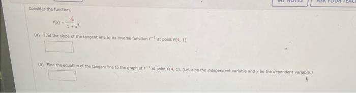 Solved Consider the function: f(x)=1+x28 (a) Find the siope | Chegg.com