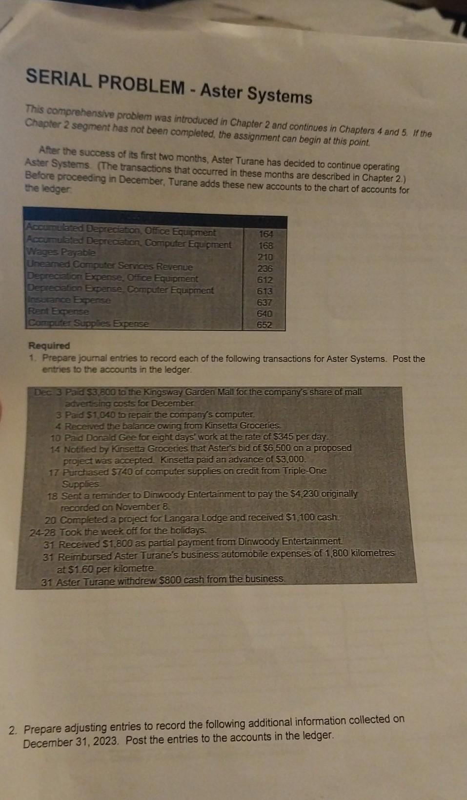 SERIAL PROBLEM - Aster Systems This comprehensive | Chegg.com