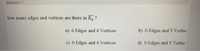 Solved Question 11 How many edges and vertices are there in | Chegg.com