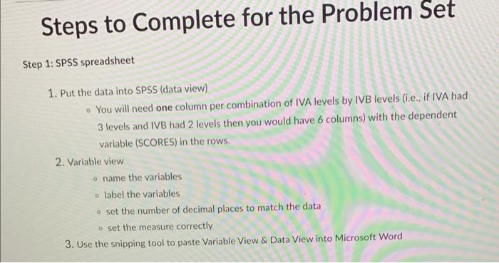 Solved I onlu need help with putting this info into SPSS. | Chegg.com