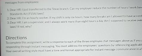 Solved messages from employees:Dear HR-I just transferred to | Chegg.com