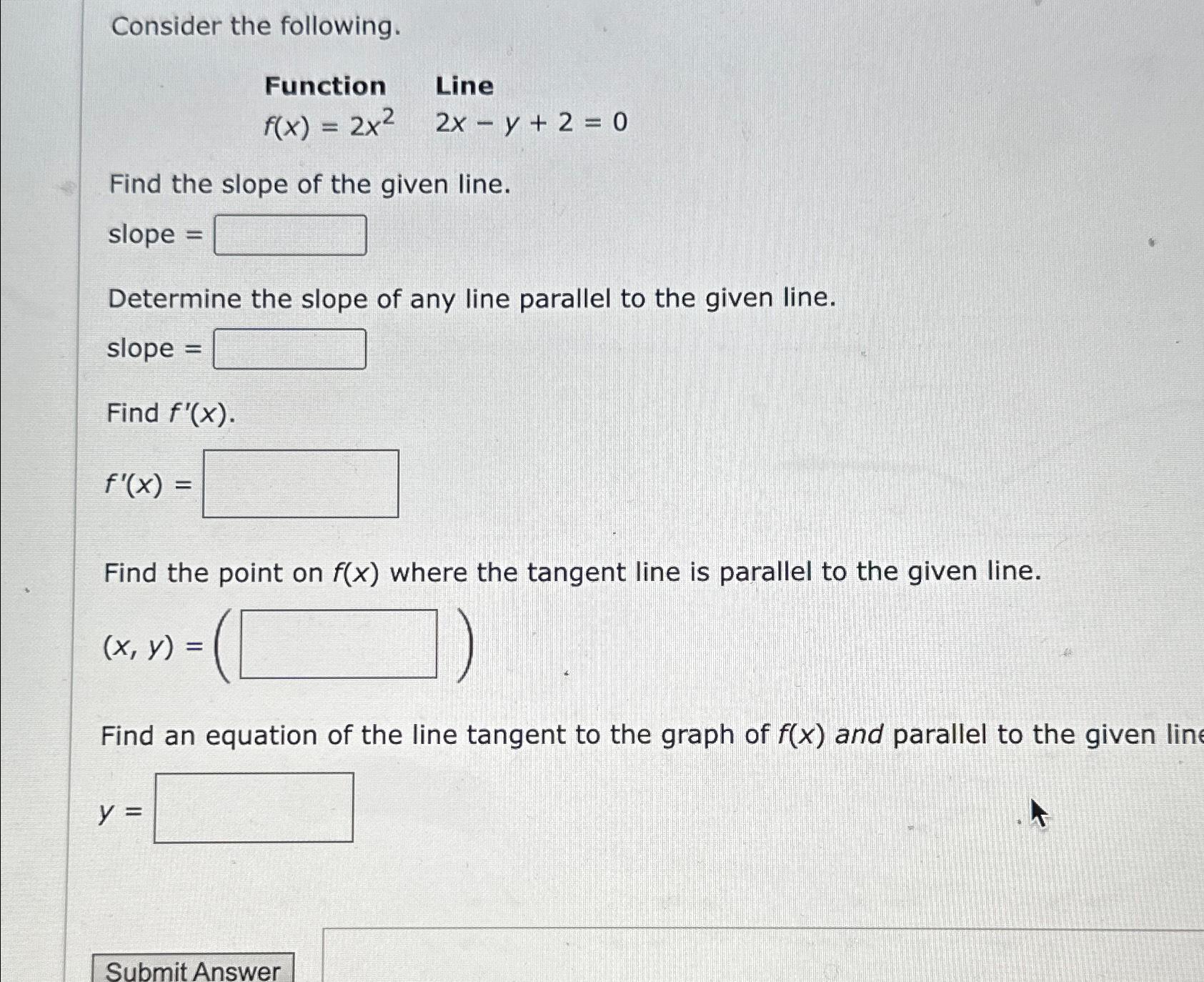Solved Consider the following. ﻿Function Line | Chegg.com