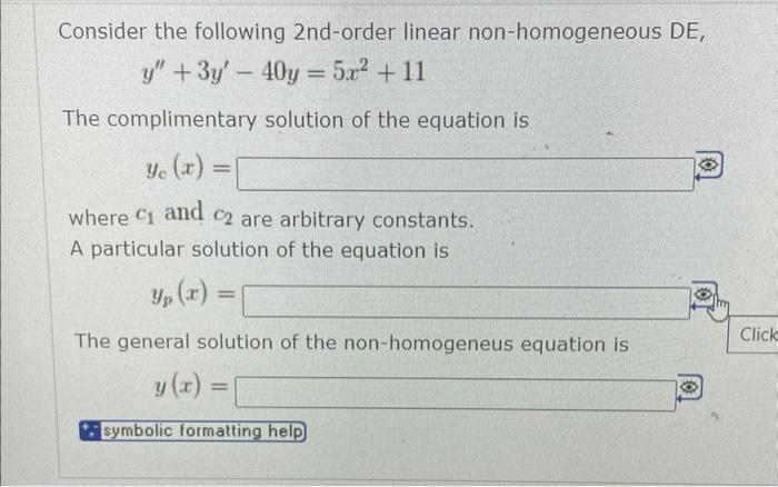 Solved Consider the following 2nd-order linear | Chegg.com