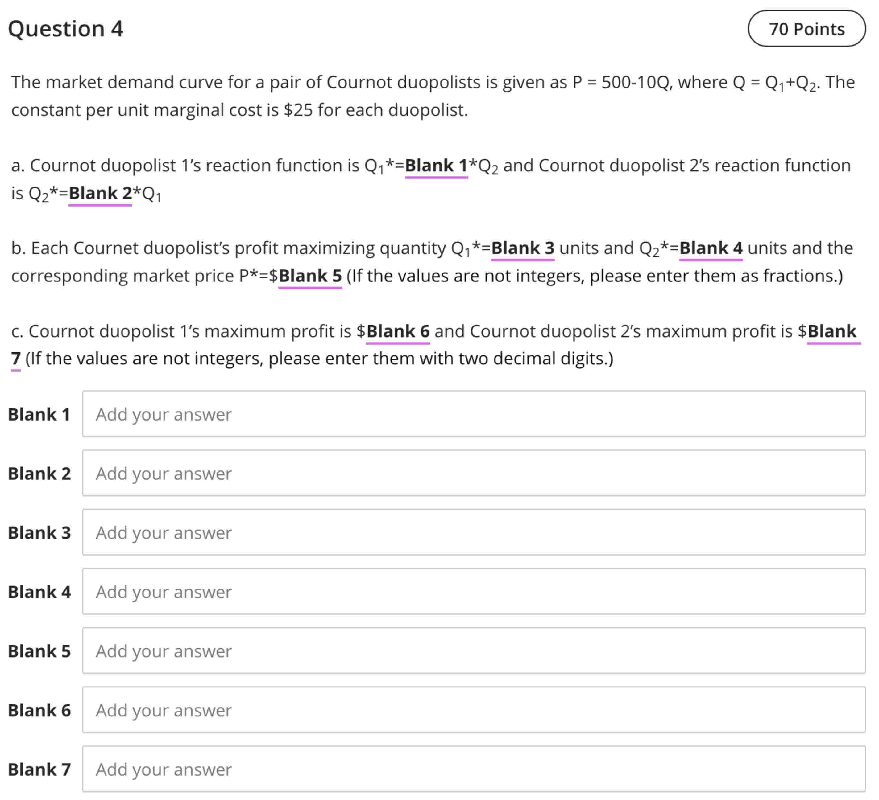 Solved The market demand curve for a pair of ﻿Cournot | Chegg.com