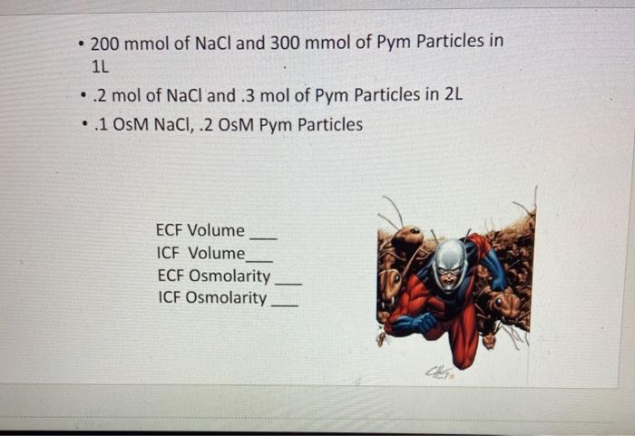 Solved • 200 mmol of NaCl and 300 mmol of Pym Particles in | Chegg.com