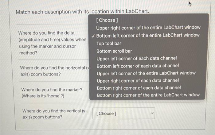 Match each description with its location within | Chegg.com