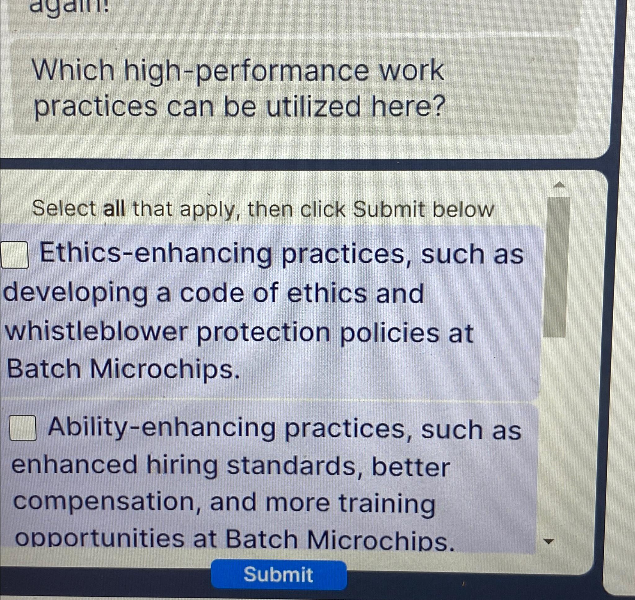 Solved Which high-performance work practices can be utilized | Chegg.com