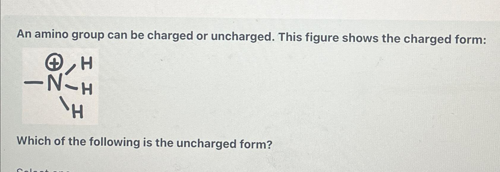Solved An amino group can be charged or uncharged. This | Chegg.com