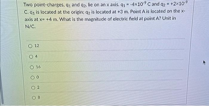 Solved Two point-charges, q1 and q2, lie on an x axis. | Chegg.com