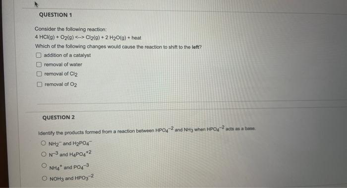 Solved Consider the following reaction: 4HCl(g)+O2( g)↔Cl2( | Chegg.com