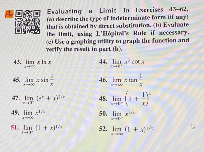 Solved Evaluating a Limit In Exercises 43-62, (a) describe | Chegg.com