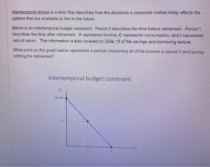 Solved Intertemporal choice is a term that describes how the | Chegg.com