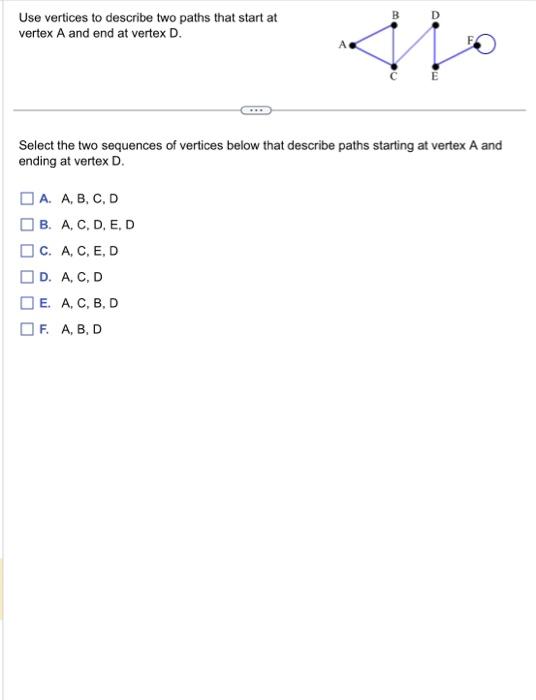 Solved Use vertices to describe two paths that start at | Chegg.com