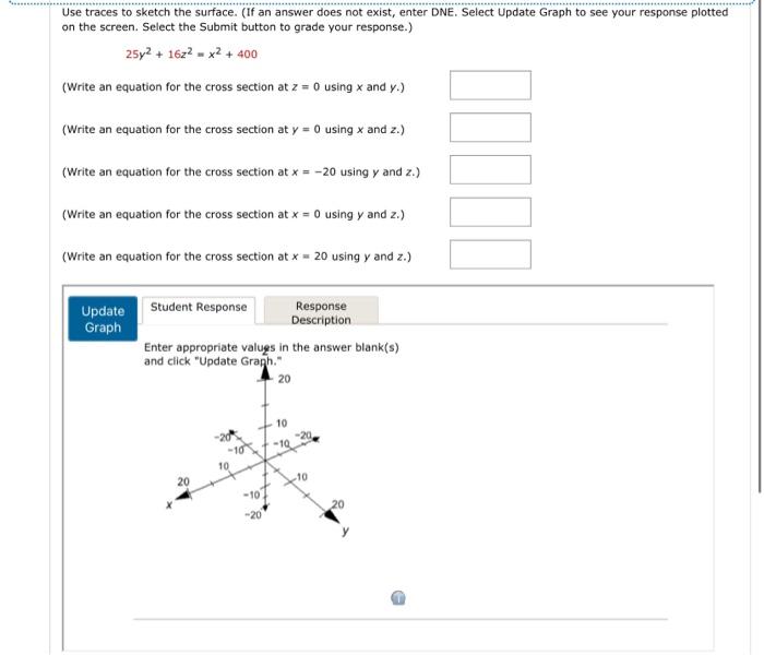 Solved Use traces to sketch the surface. (If an answer does | Chegg.com