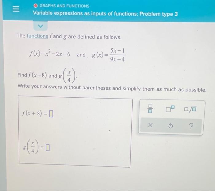 Solved O Graphs And Functions Variable Expressions As