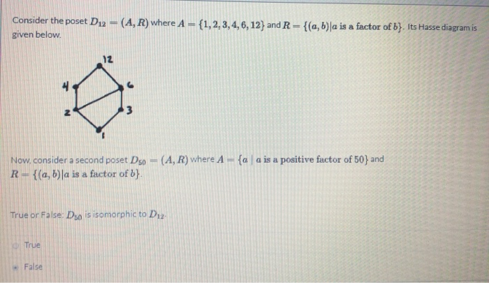 Solved Consider the poset D12 - (A, R) where A = {1, 2, 3, | Chegg.com